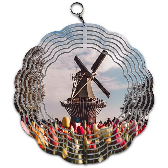 Design | Beautiful Tulips And Windmill Design Wind Spinner With Swivel ...